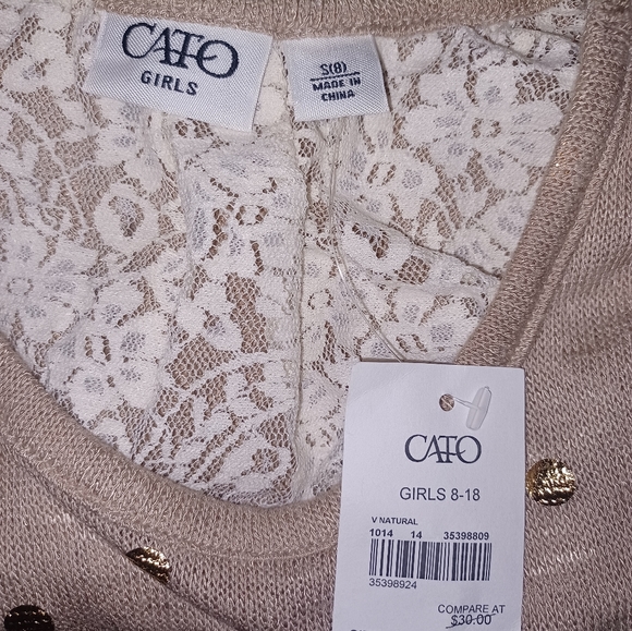 cato girls | Shirts & Tops | New Cato Girls Lace Sweater 8 | Poshmark